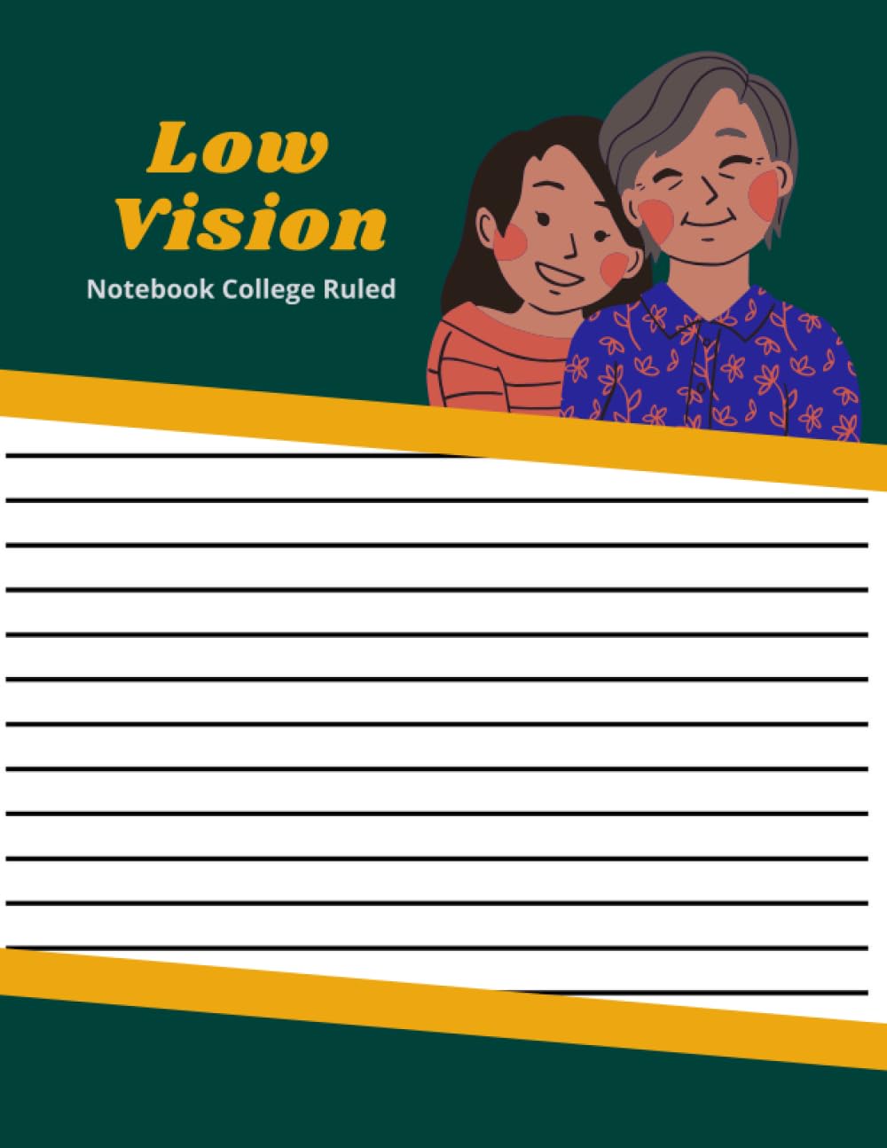 Amazon.com: Low Vision Notebook College Ruled: Dark lined notebook ...
