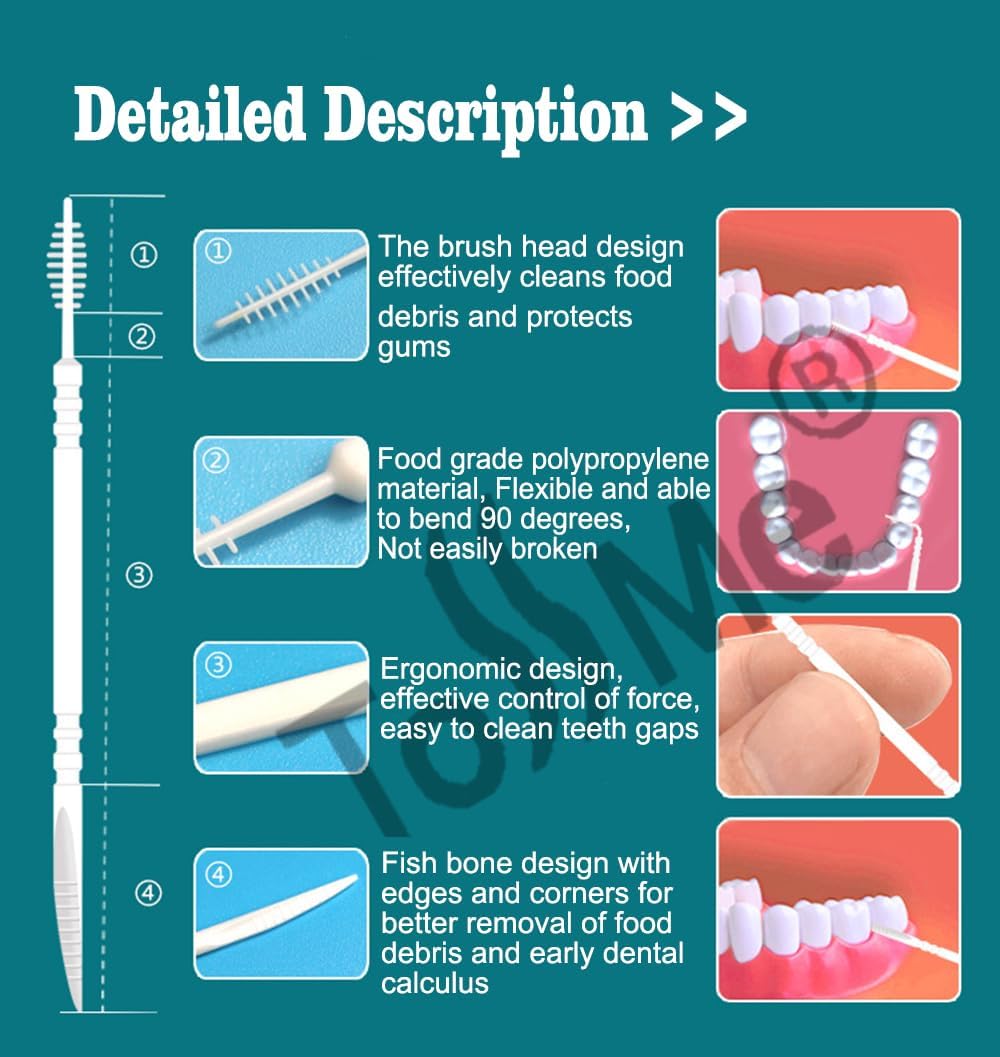 Palillos de dientes de plástico de doble cabeza, 250 piezascaja, hilo ...