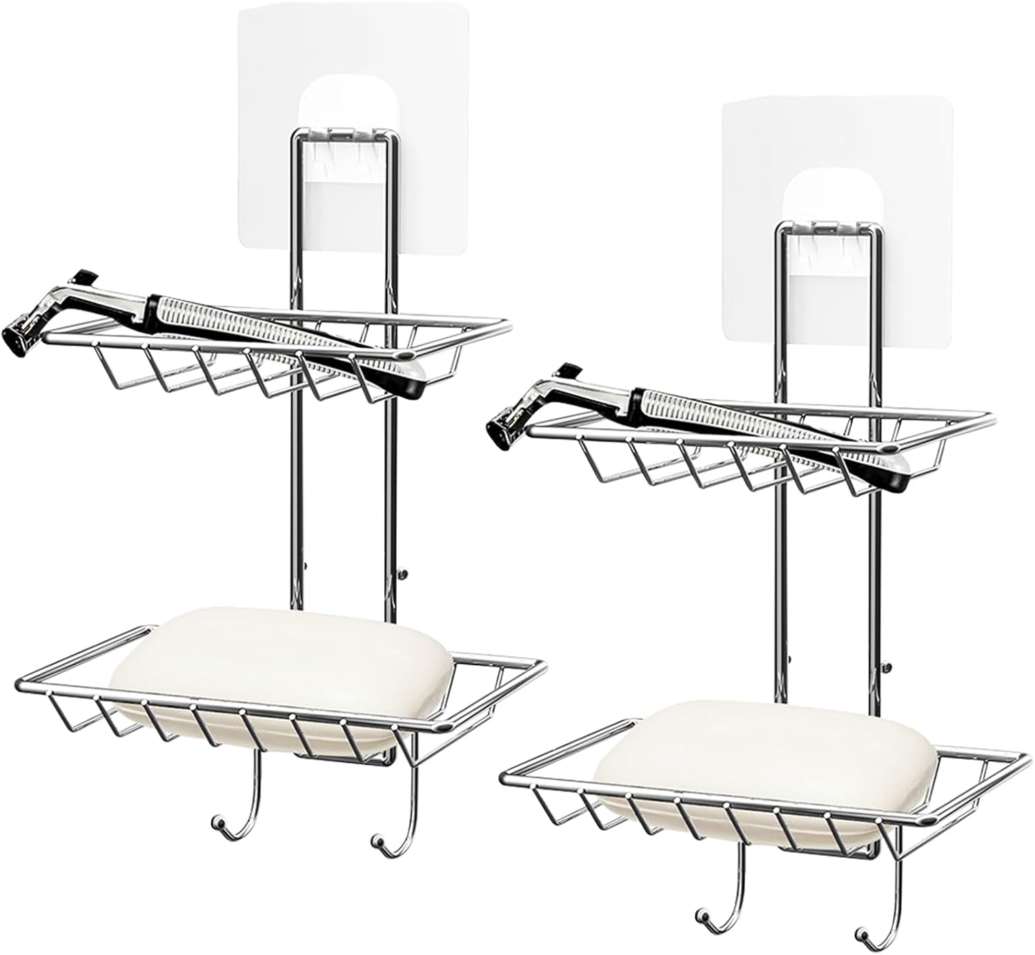 Amazon.com: Goldmeet 2 Tier Basket Soap Bar Holder with Hooks, 2 Pack ...