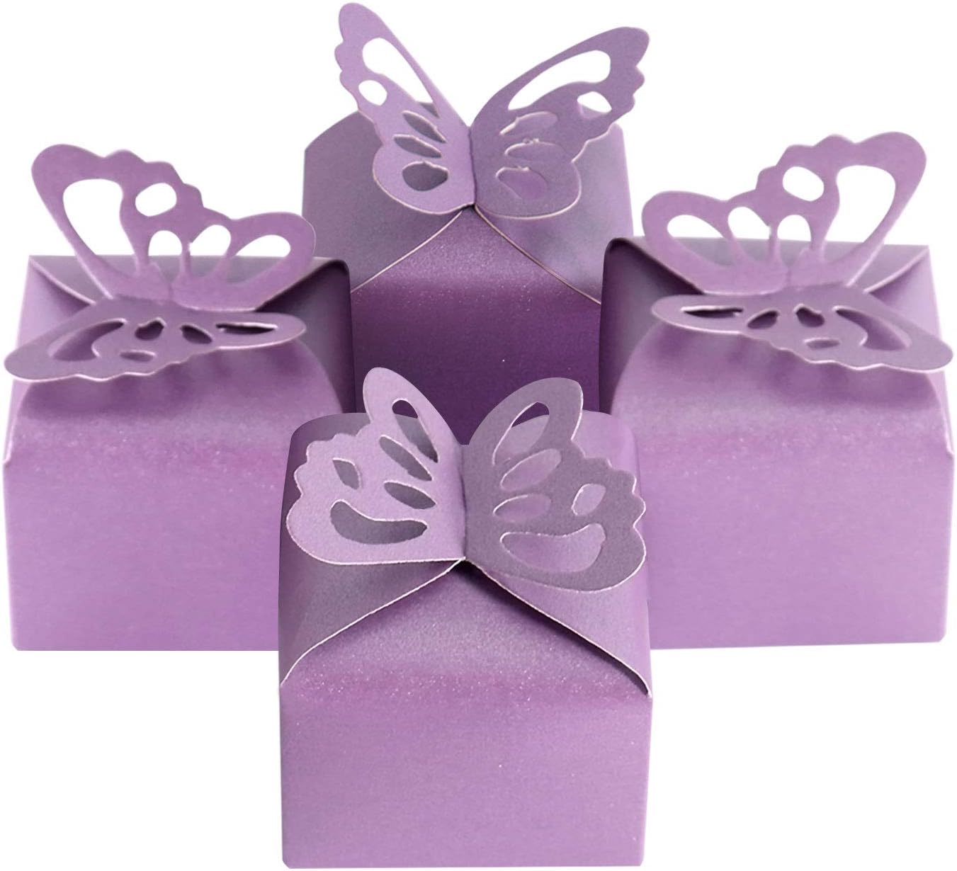 Amazon.com: SING F LTD 50pcs Purple Favor Wedding Sweet Paper Boxes Set ...