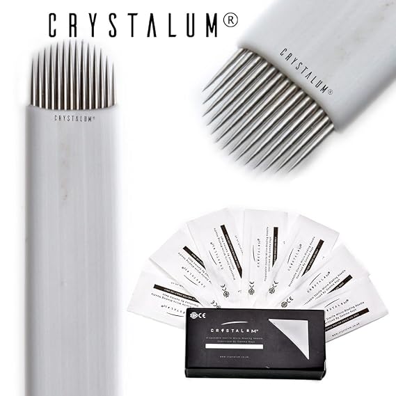 Amazon.com : CRYSTALUM Microblading Eyebrow Blade 14 Pins U Shape ...