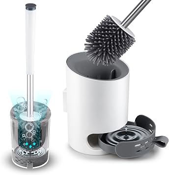 Domi-patrol Silicone Toilet Brush with Quick Drying Holder