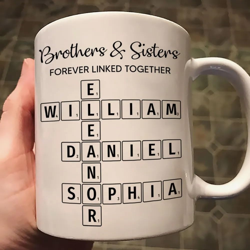 Amazon.com: Personalized Brothers & Sisters Forever Linked Together Mug ...