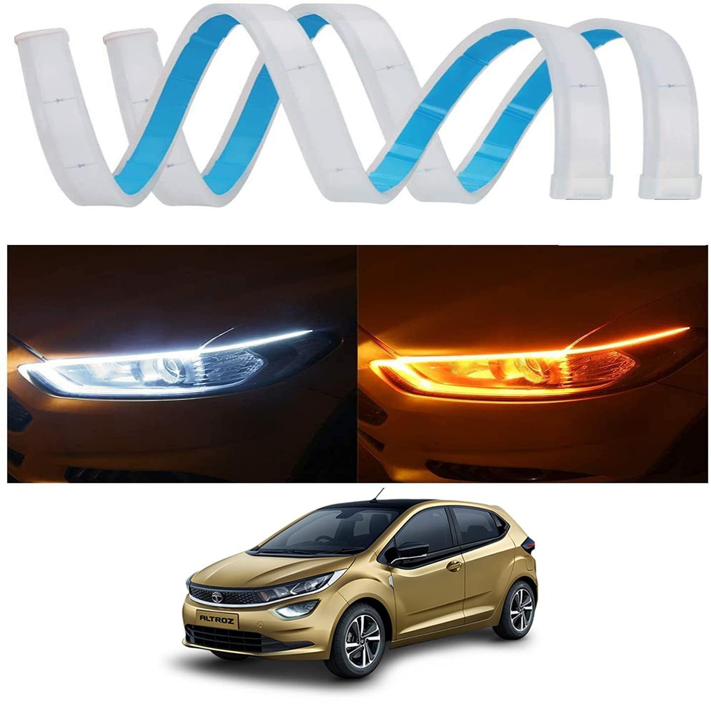 MATIES White & Amber Flow LED Sequential Daytime Running Lights Stick ...
