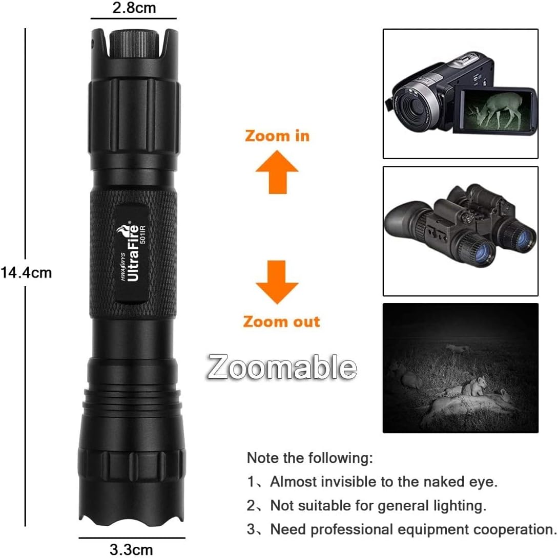 ULTRAFIRE IR Flashlight 850nm Stepless Dimmin Infrared Illuminator ...