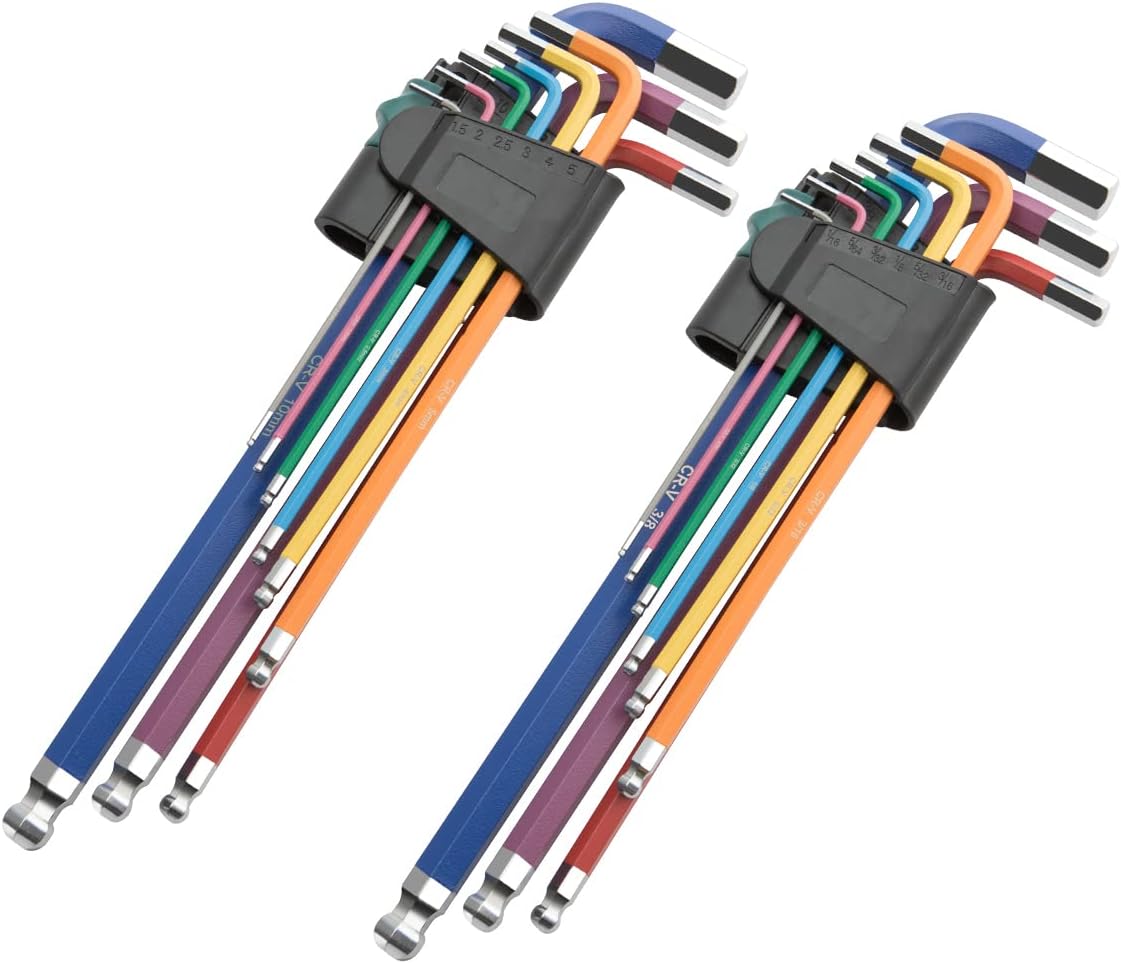 ROTATION 18-Piece Hex Key Set, Extra Long Arm Ball End Allen Key Set ...