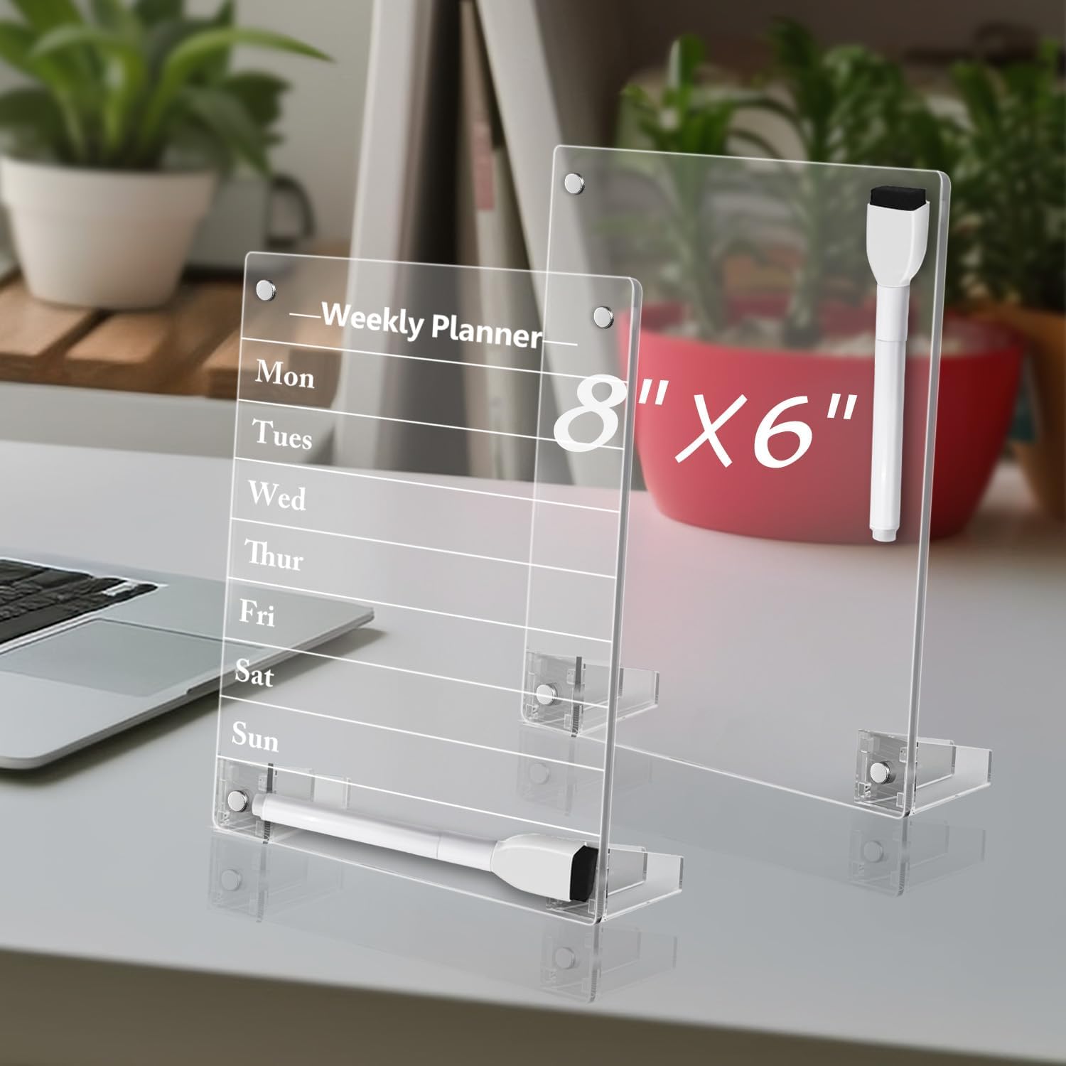 Amazon.com : 2PCS Acrylic Dry Erase Board with Stand for Desk, 8x6 ...