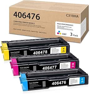 Amazon.com: DOPHEN 3 Pack SP C310HA 406476, 406477, 406478, High Yield Toner Bundle Set ...