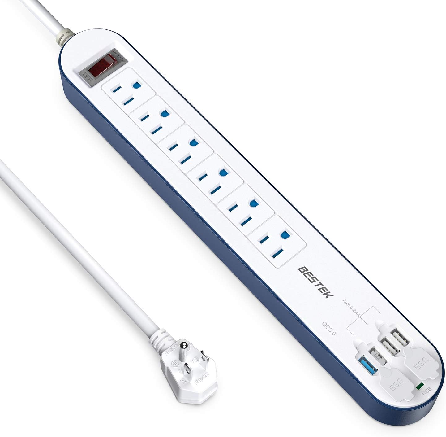 Amazon.com: Quick Charge 3.0 USB Power Strip, BESTEK Surge Protector ...