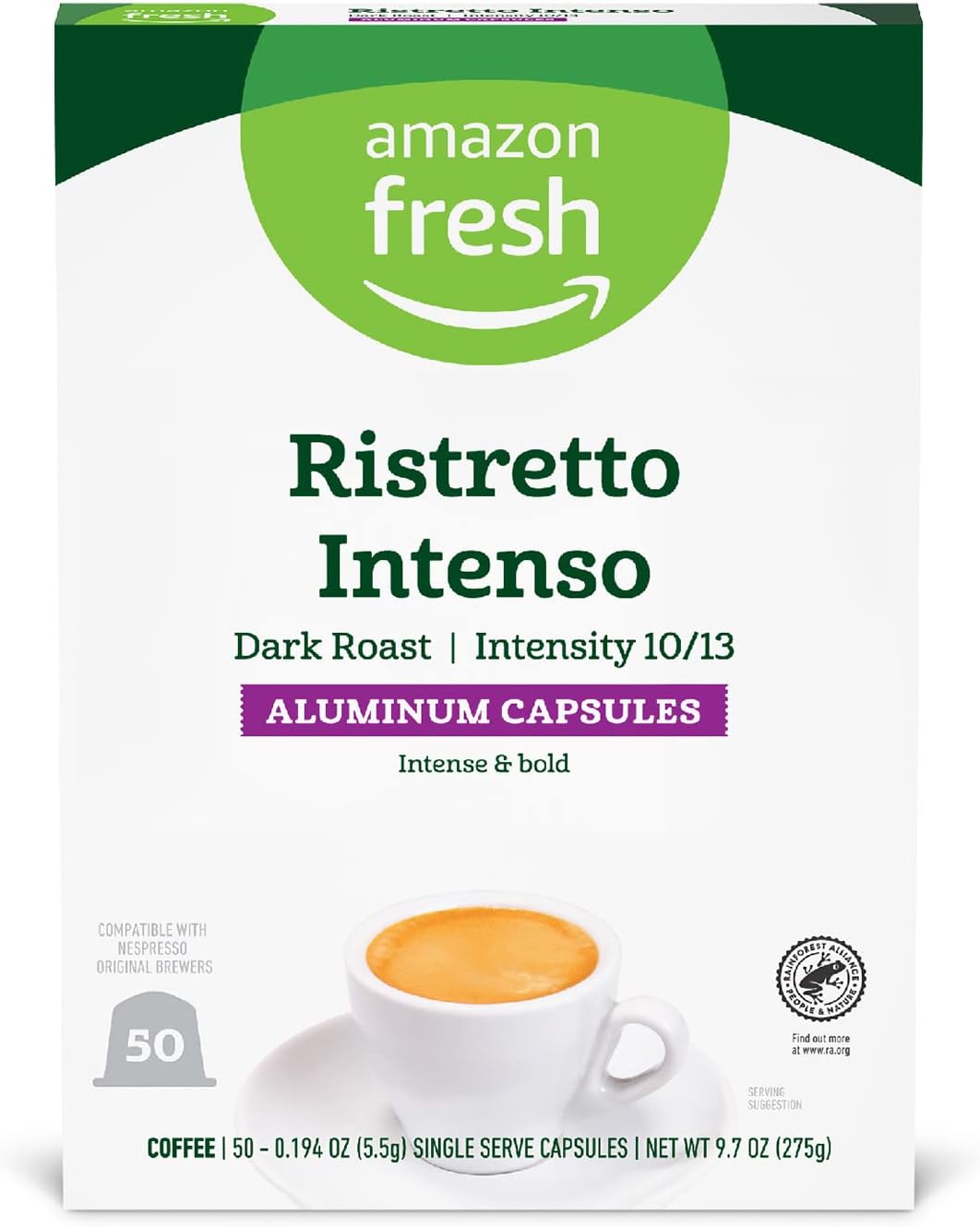 Amazon.com: Amazon Fresh Ristretto Intenso Dark Roast Aluminum Capsules ...