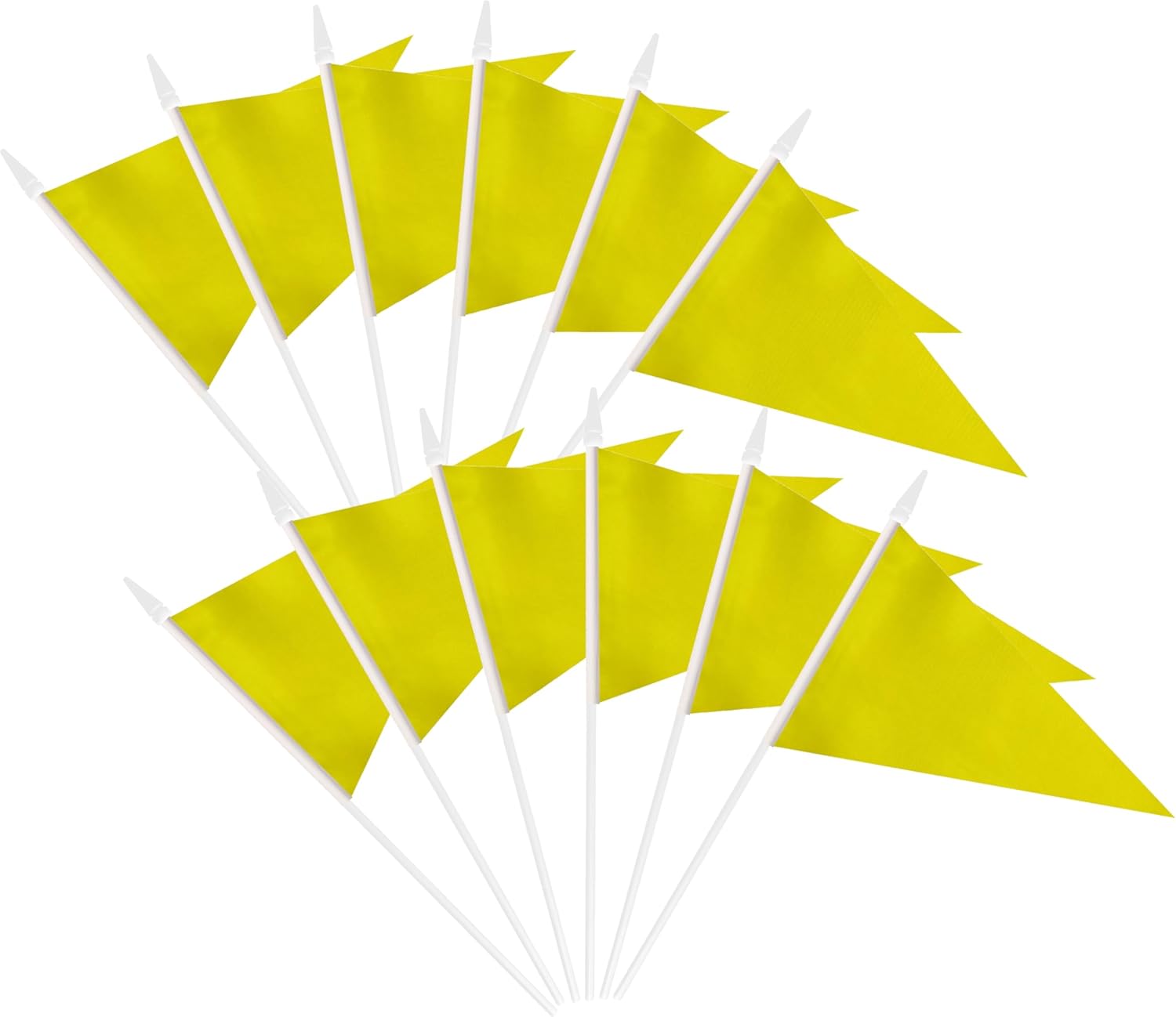 Amazon.com : 12 Pack Yellow Pennant Flags Small Mini Hand Held Solid ...