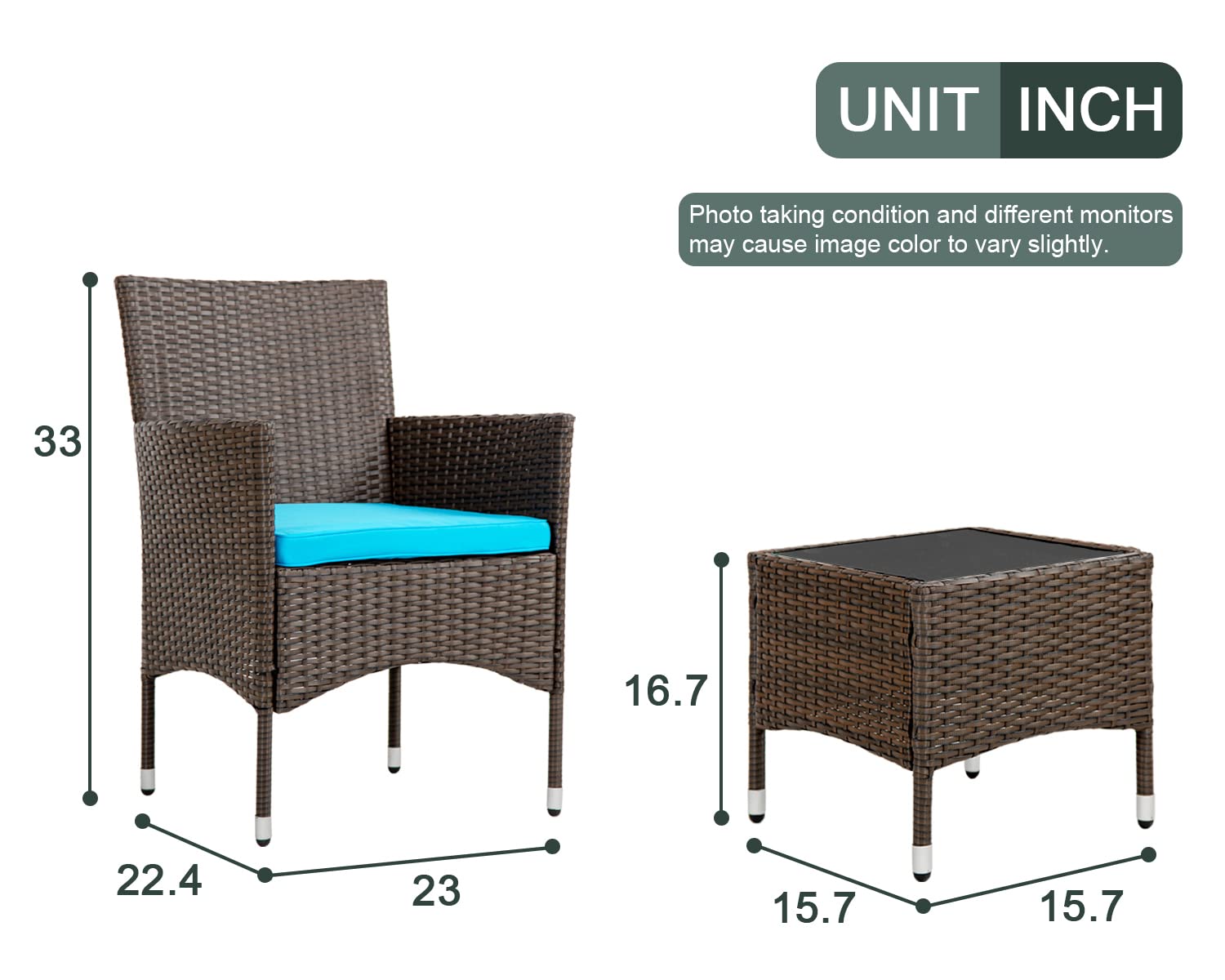 Snapklik.com : FDW Outdoor Patio Furniture Set3 Pieces Wicker Bistro ...