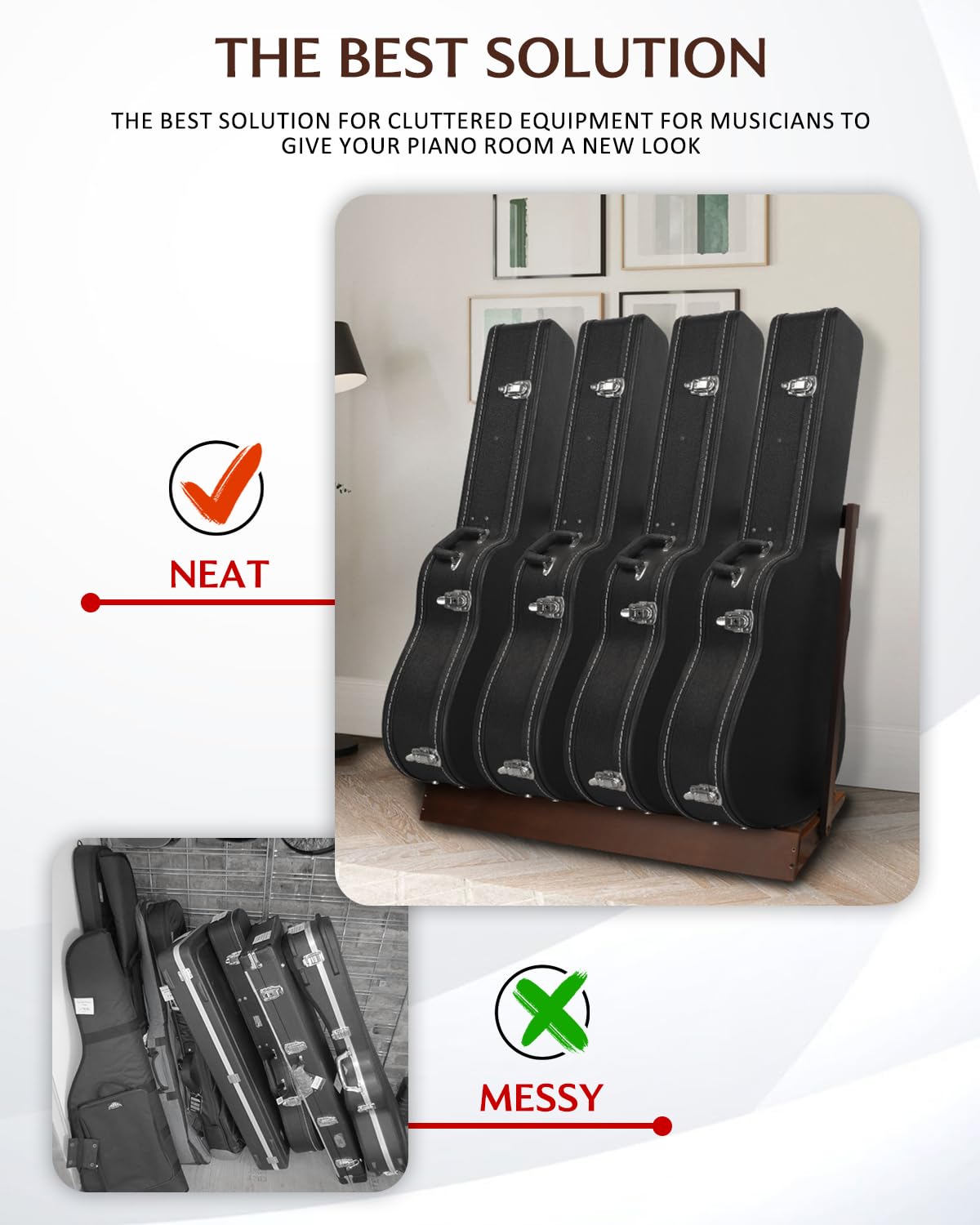 Snapklik.com : Multiple Guitar Case Rack Stand, Hardwood Folding Guitar ...