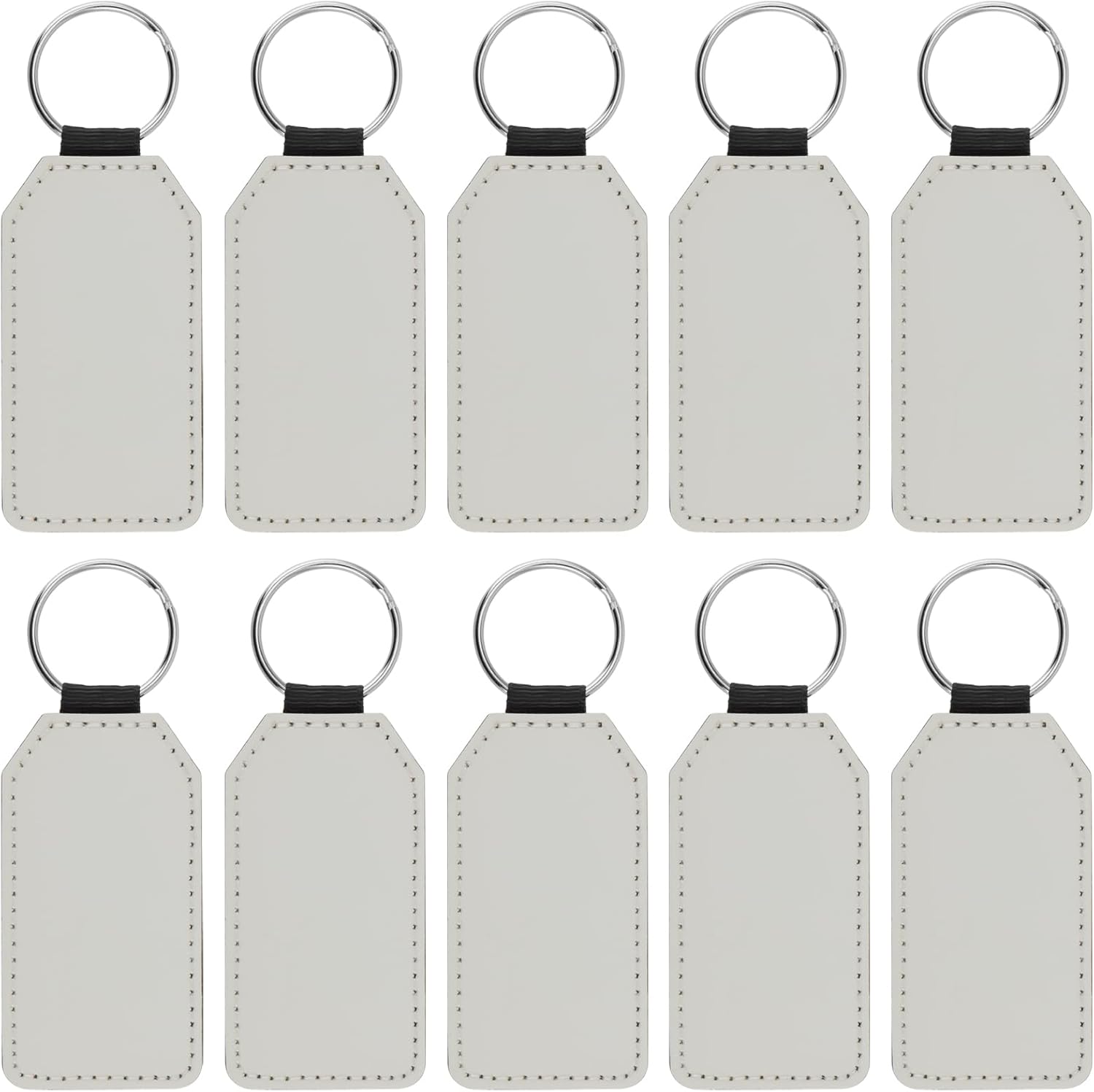 Amazon.com: JEUIHAU 10 PCS Rectangle Leather Keychain Blanks ...