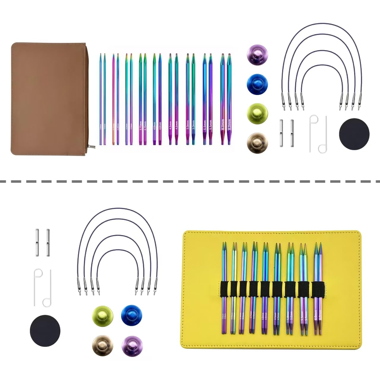 Amazon.com: 9Pairs of Interchangeable Circular Knitting Needles Set ...