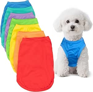 Amazon.com : Scheppend 7 Pcs Small Dog Shirts,Solid Puppy Tanks Top ...