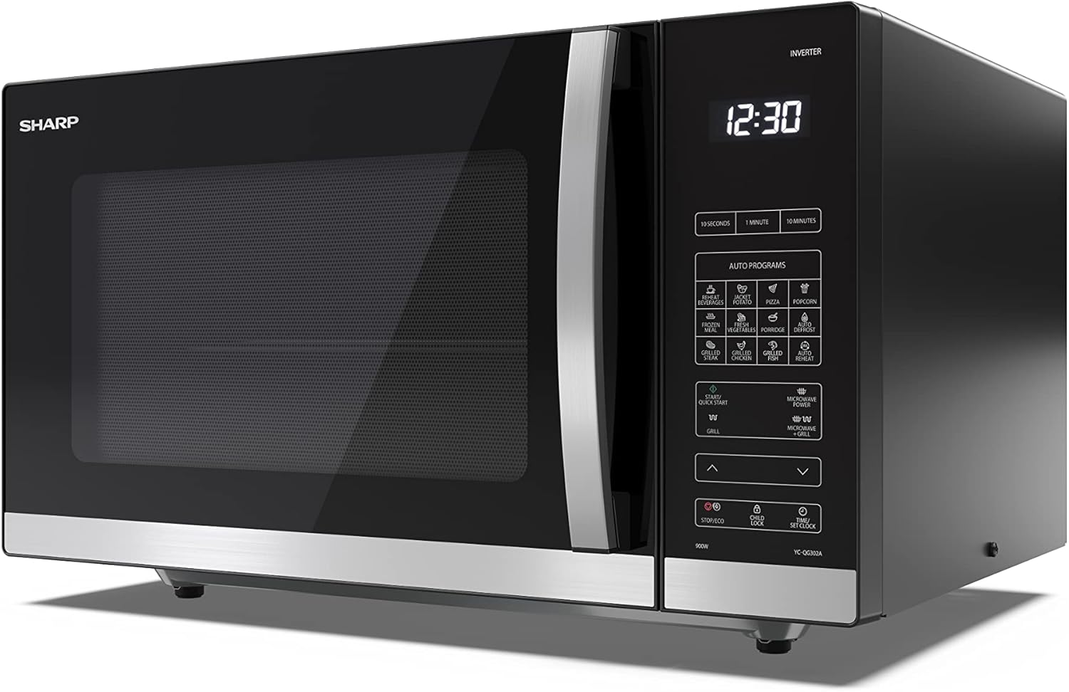 SHARP YC-QG302AU-B 30 Litre 900W Digital FLATBED Microwave with 1050W ...