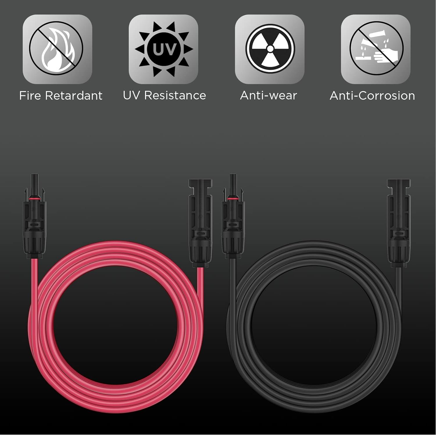 YCIND Solar Panel Extension Cable 12AWG 1500V with Female and Male ...