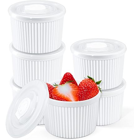 Amazon.com: DOWAN Ramekins 8 oz Oven Safe with Lids, Creme brulee ...