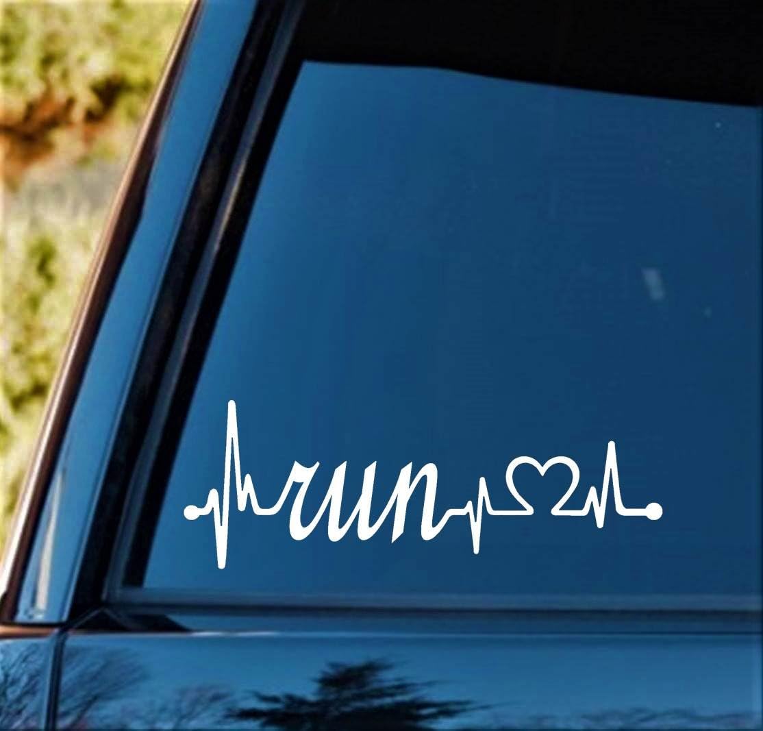Amazon.com: Bluegrass Decals Run Heartbeat Lifeline 8.0 Inch Decal ...