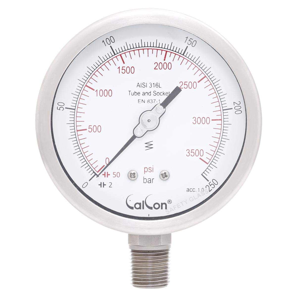 Buy Calcon Pressure Gauge, CC-18-A-100mm, 1/2 Inch NPT Bottom ...
