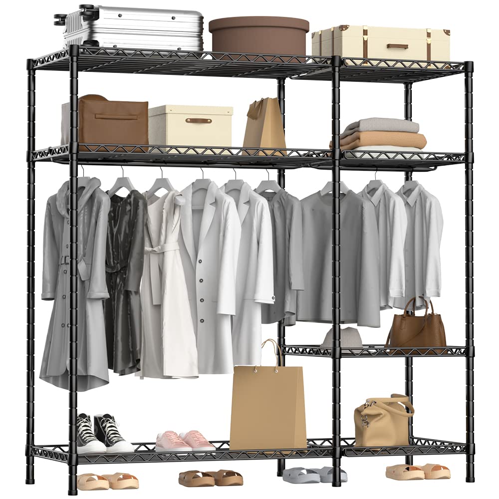 GMIULIG Metal Wire Heavy Duty Garment Rack Clothes Rack Clothing Racks ...