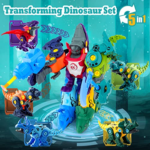 Snapklik.com : Dinosaur 5 In 1 Combiner Transformer Robot Toys For Boys ...