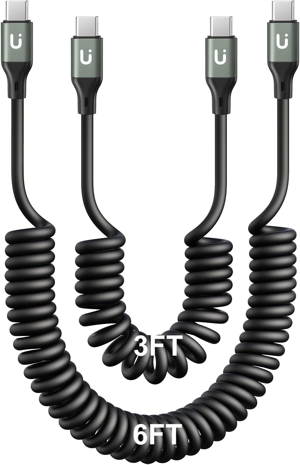 Amazon.com: USB C to USB C Cable for Car 3FT/6FT, Coiled USB C Fast ...