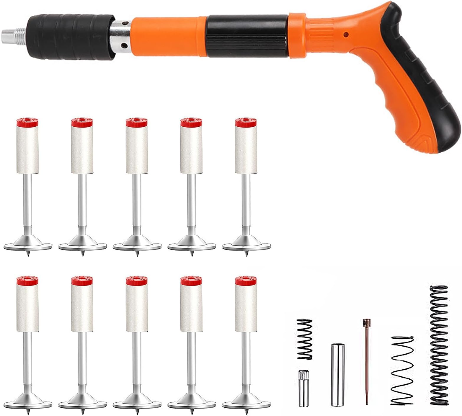 5 Gears Manual Steel Nails Gun Tool with 10 Round Nails,Concrete Nail ...