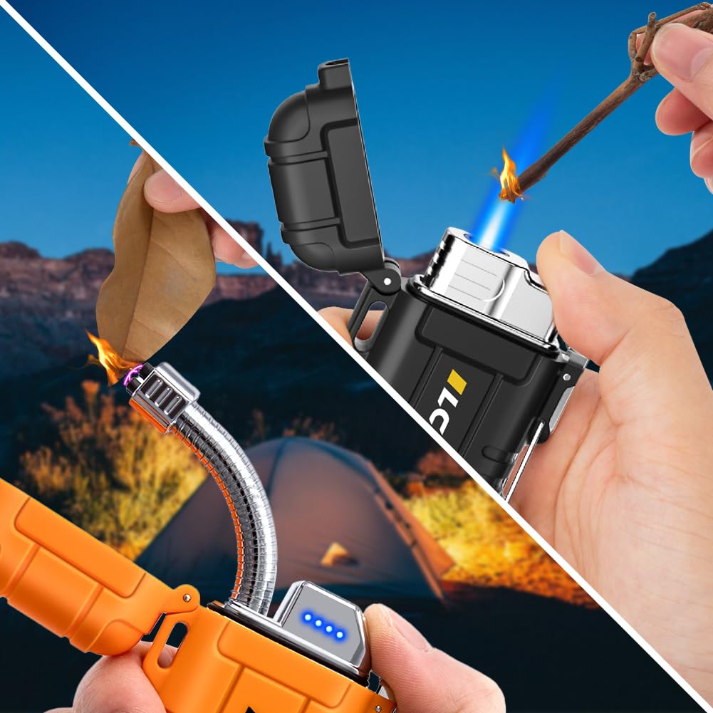 LcFun 2 Pack Waterproof Lighter, Torch Lighter, Electric Lighter USB-C ...