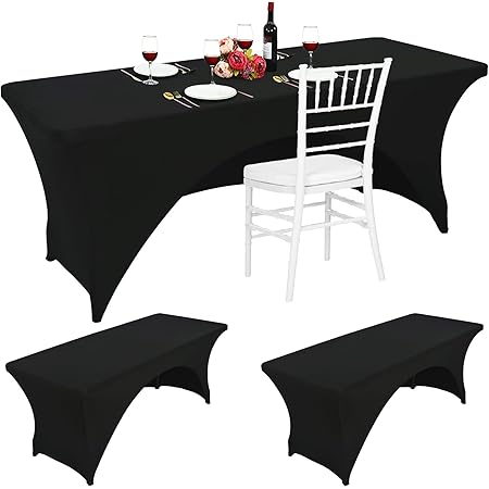 Dololoo Stretchable Tablecloths 6ft for Rectangle Tables with Open Back ...