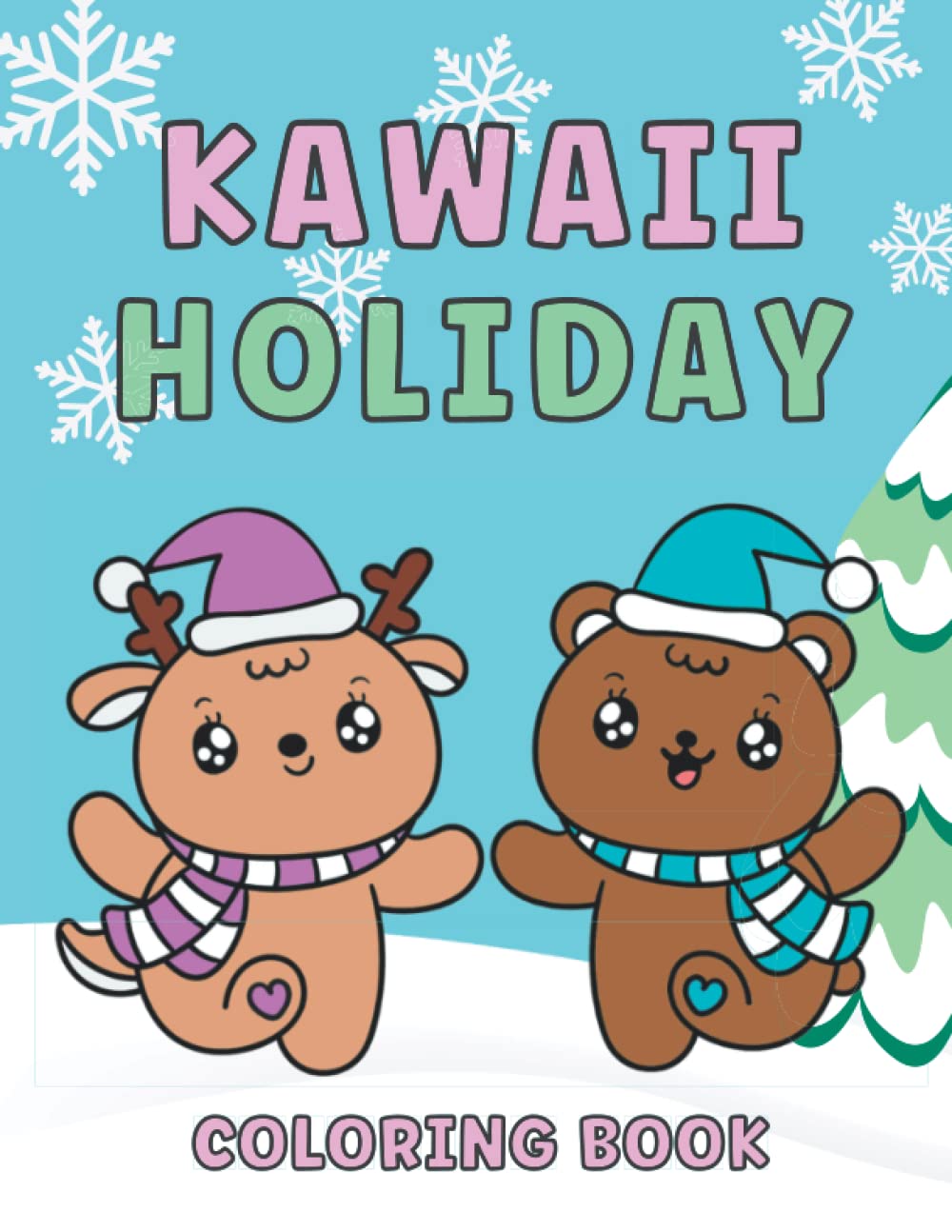 Kawaii Winter and Christmas Coloring book. Kawaii Holiday Coloring Book ...
