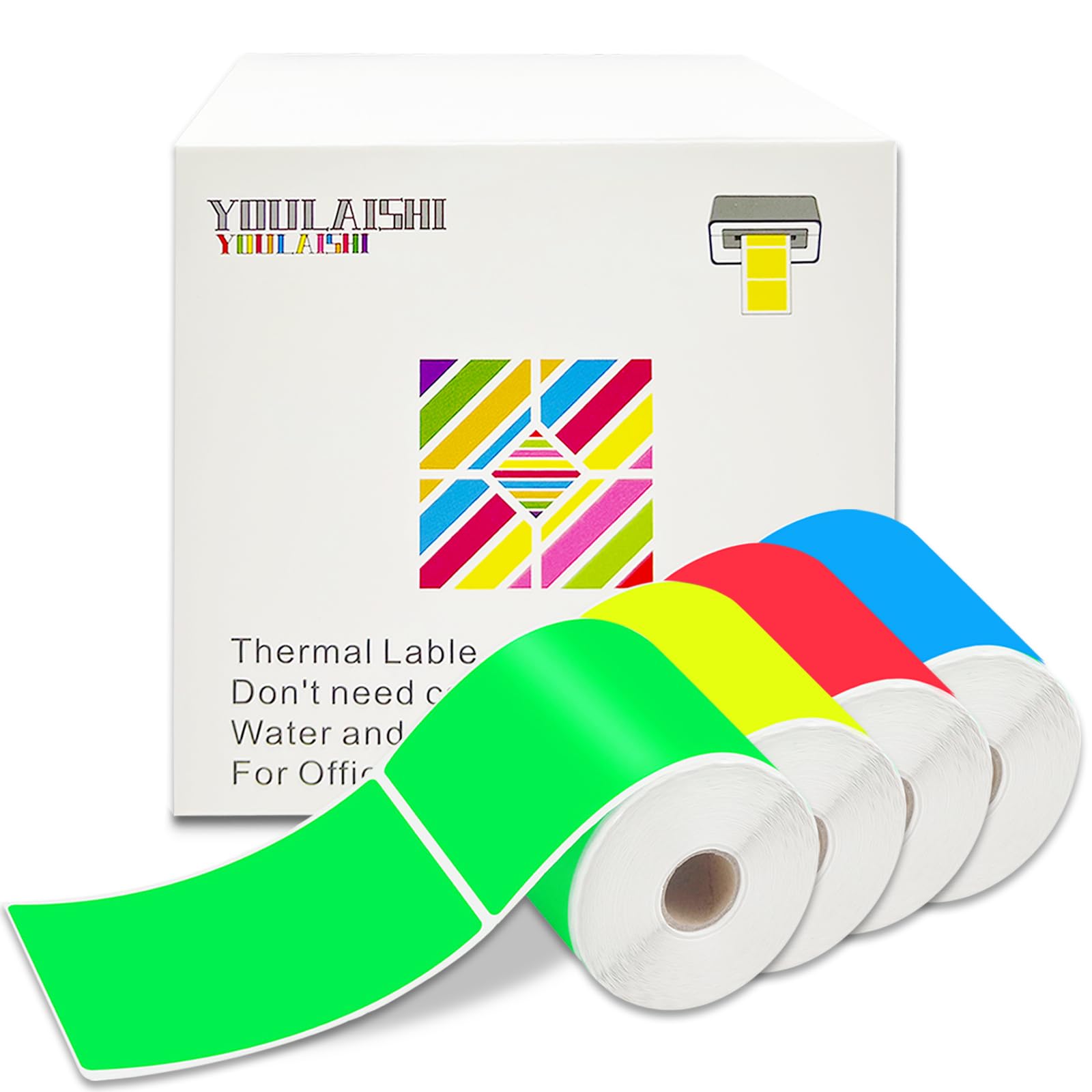 Amazon.com : YOULAISHI 1200PCS/4 Roll 3 X 5 Inch Printable Rectangle ...