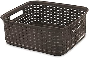 Amazon.com: Sterilite Short Plastic Weave Storage Basket, Bin ...