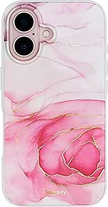 SCORPIFY for iPhone 16 Case [Compatible with MagSafe] with Pink Rose Marble Design, Cute ...