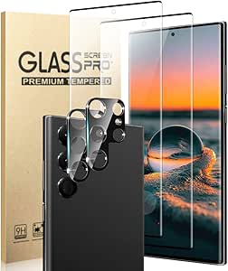 Amazon.com: OuYteu Galaxy S22 Ultra Screen Protector【2+2 Pack】 With 2 Pack Camera Lens Protector ...