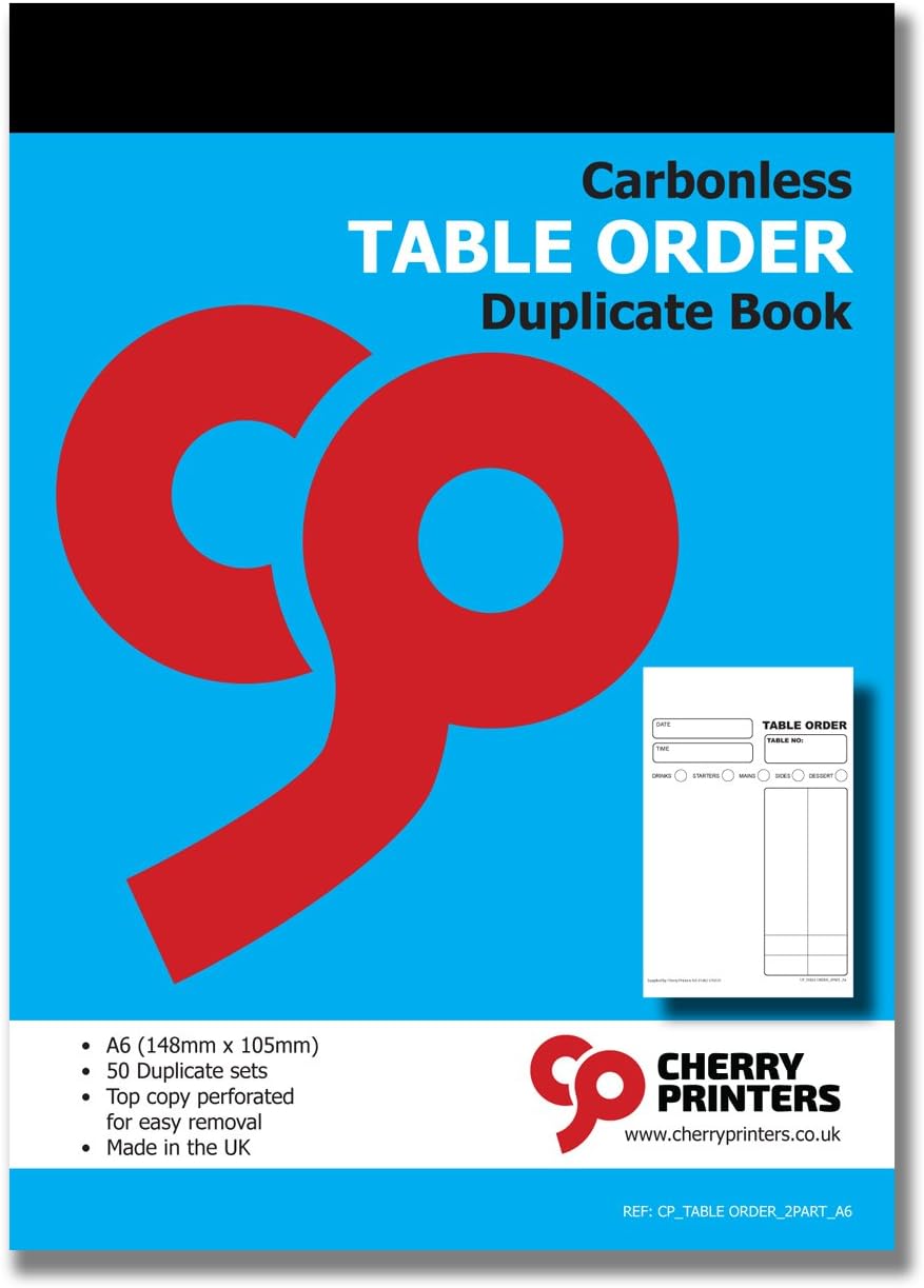 Cherry Carbonless NCR Table Order Duplicate Books A6 50 Sets 8 Pack ...