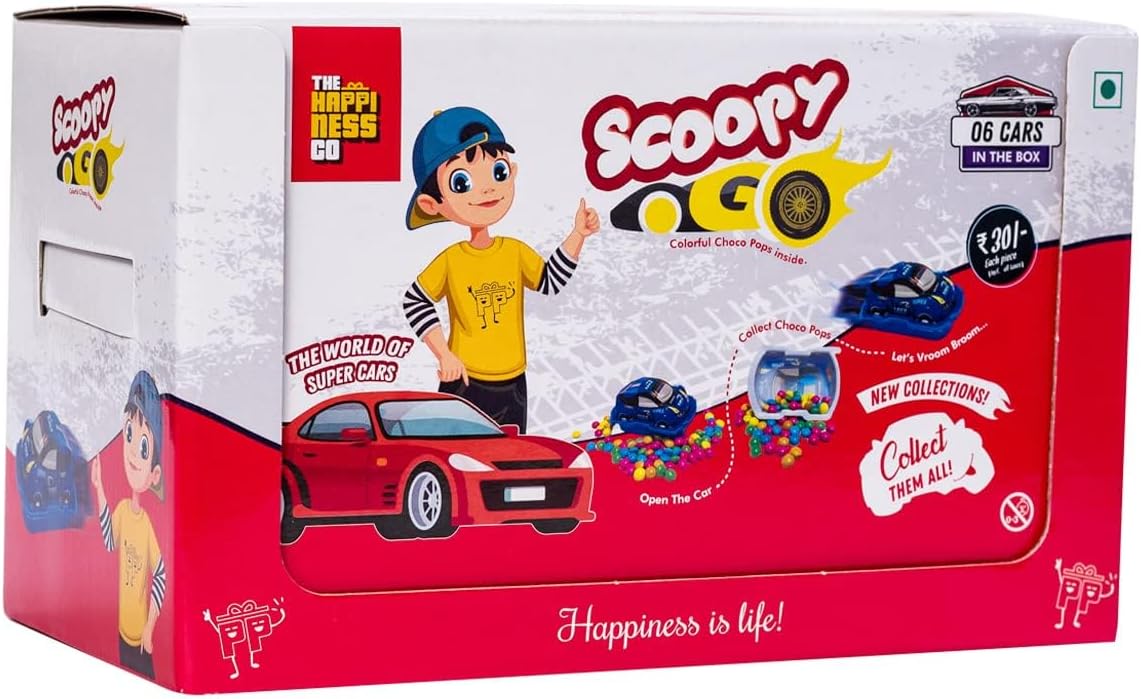 The Happiness Co Scoopy Go Cars, Pack of 6 | Kids Car Toy & Choco Pops ...