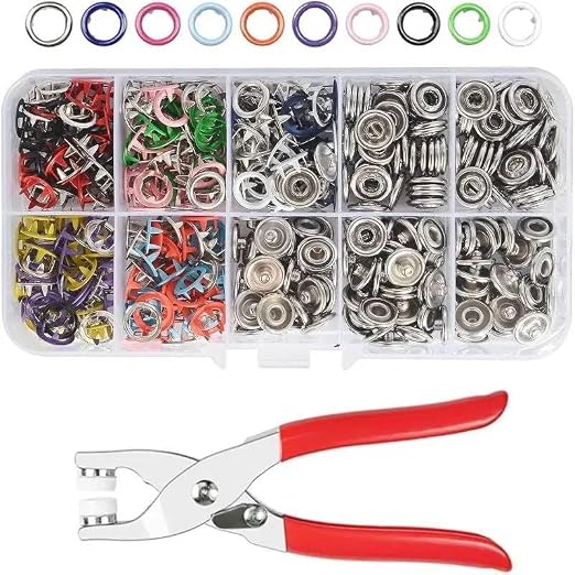 Amazon.com: 100 Sets Metal Snap Buttons Kit, Copper Sewing Snaps with ...