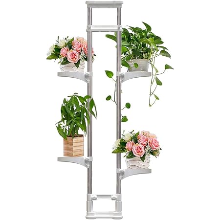 Amazon.com : BAOYOUNI Indoor Window Plant Stand Metal Double Pole ...