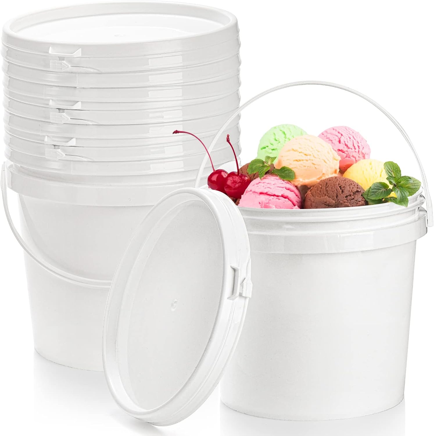 Amazon.com: Bekith 8 Pack 80oz Plastic Ice Cream Tub with Lid, Small ...