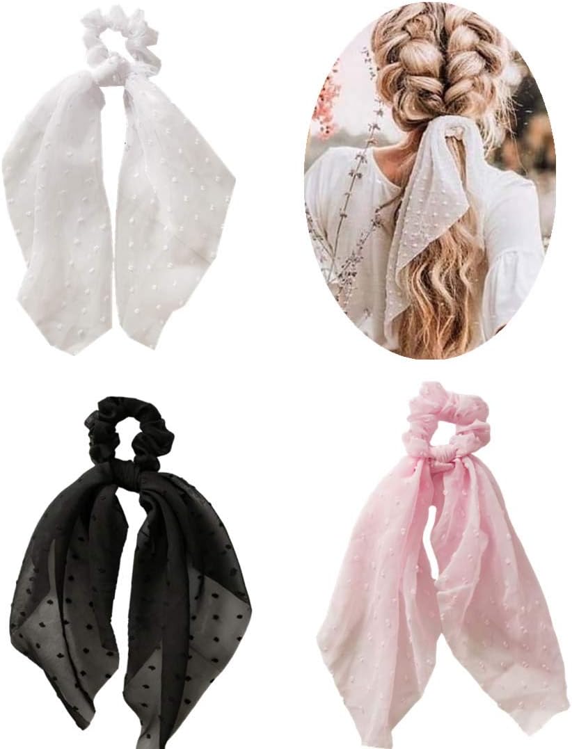 Amazon.com : SCRMROIA 3 Packs Scarf Scrunchies, Polka Dot Daisy Flower ...