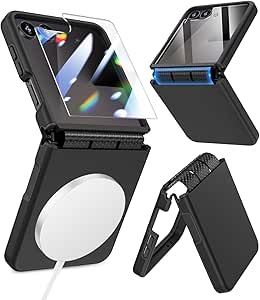 Amazon.com: Caka for Samsung Galaxy Z Flip 7 Case [Magnetic Charging][Hinge Protection] [Screen ...