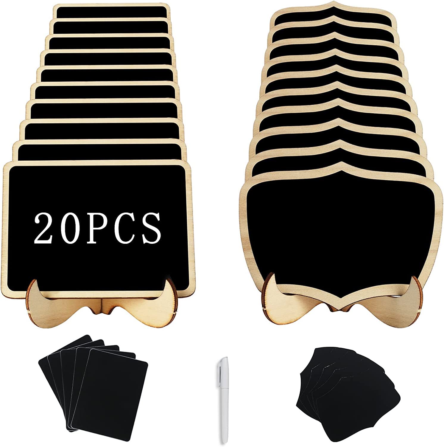 Haoser 20PCS Mini Chalkboard Signs,Small Chalkboard with Support Easels ...