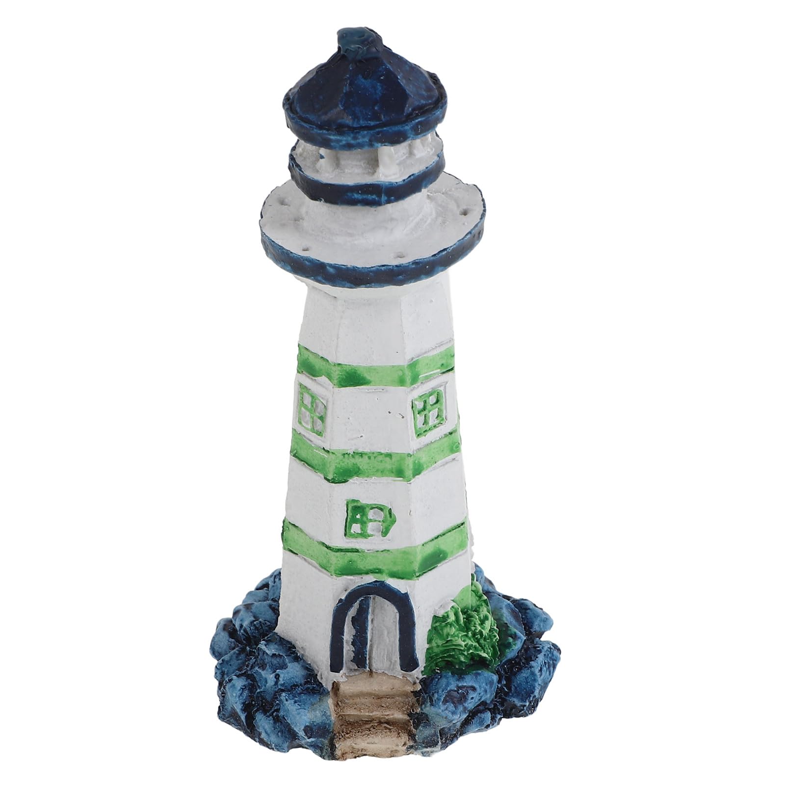 Miniature Lighthouses Decorations 11" LED Light Up Blue Striped