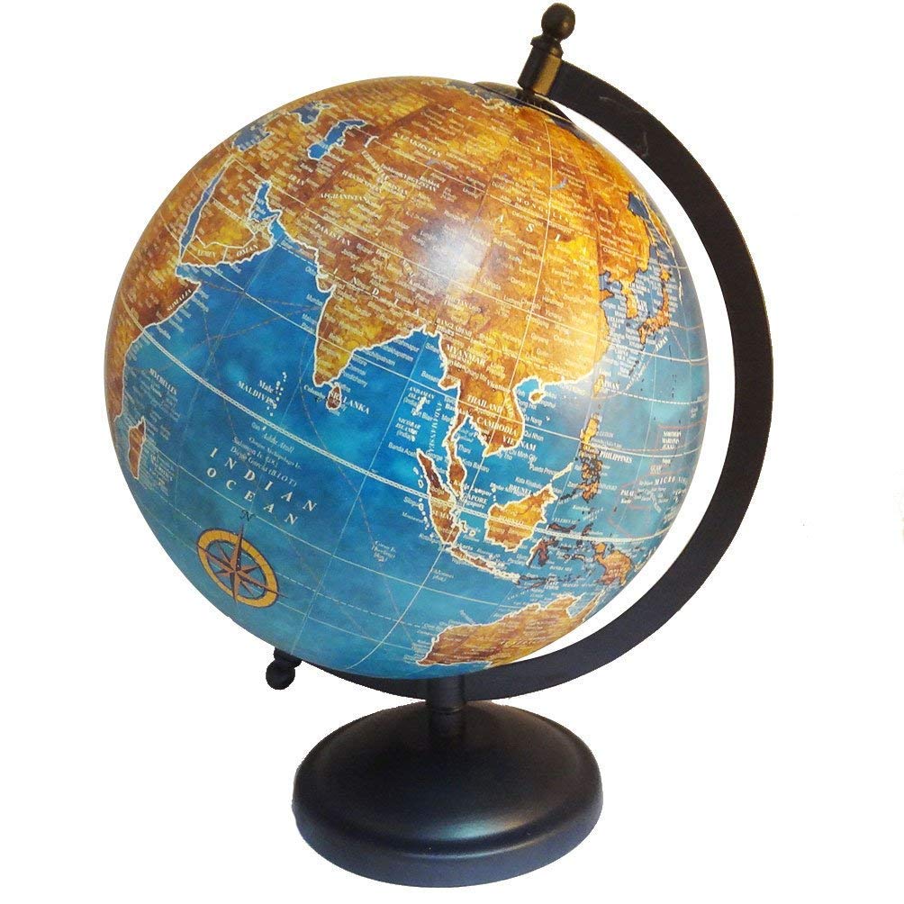 Buy World Globe Geography Table Decor Wooden Stand Earth Globe Ocean ...