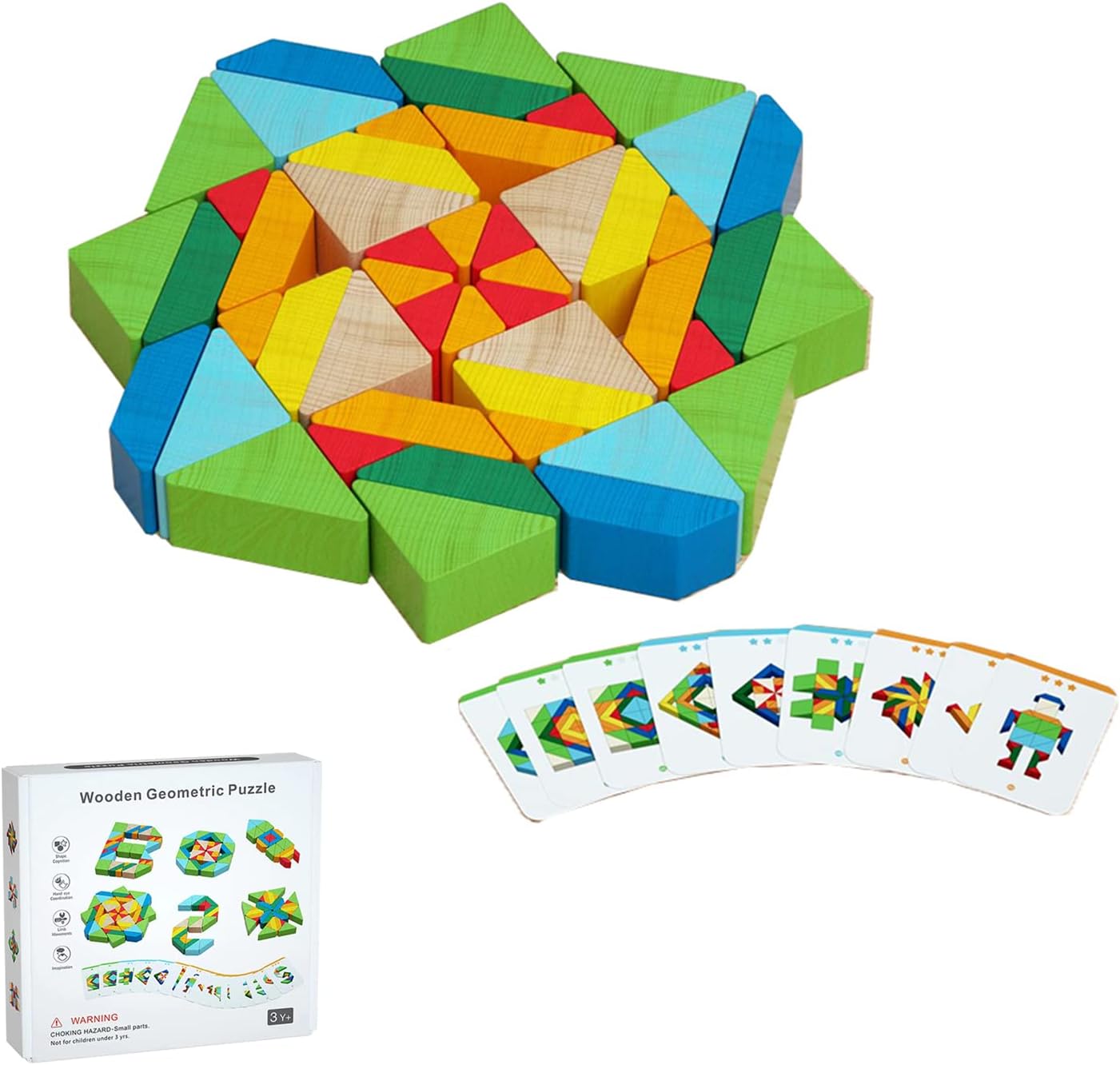 Amazon.com: QianDanS Wooden Puzzle Wooden Pattern Blocks Set ...