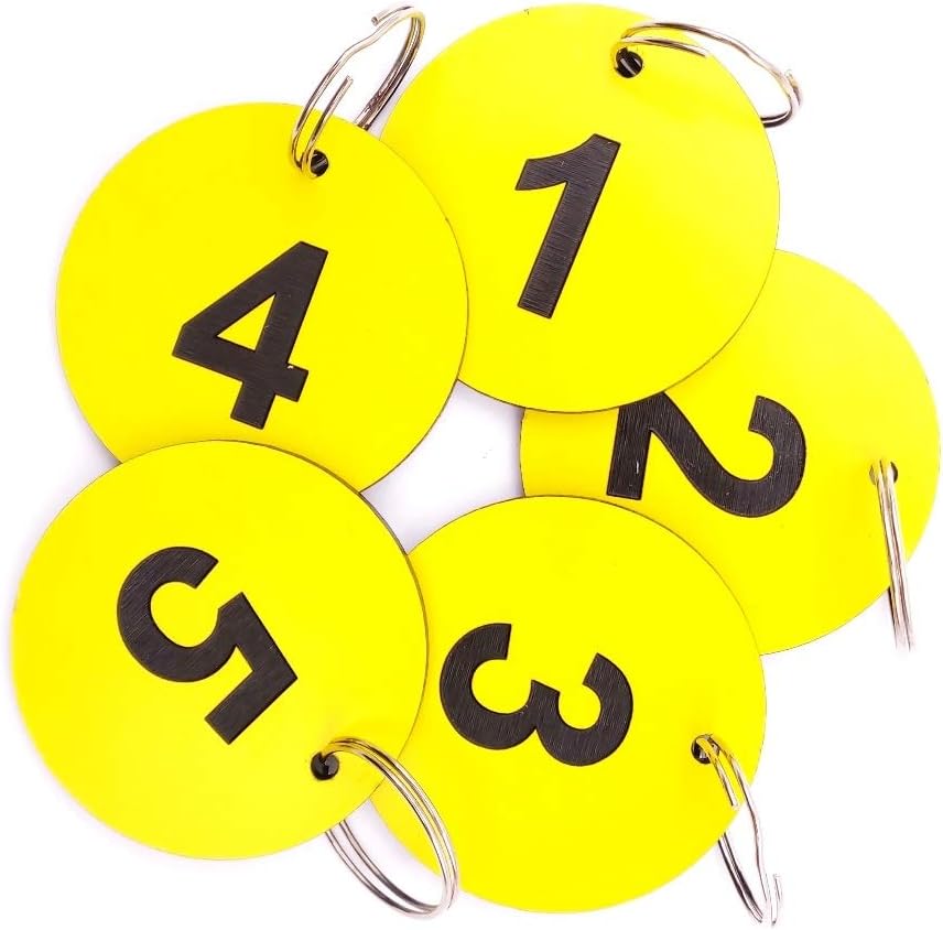 OriginDesigned Circular Key Fobs, Key Tags, Key Rings, Numbered 1 to 5 ...