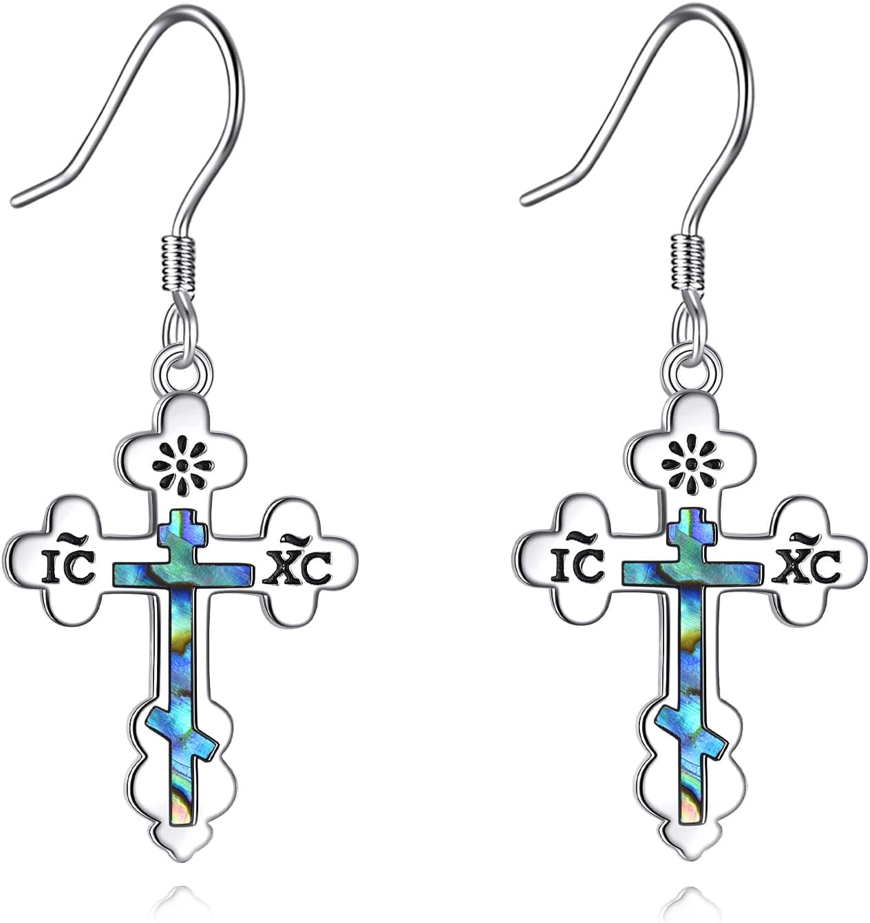 Amazon.com: POPLYKE Orthodox Cross Dangle Drop Earrings Sterling Silver ...
