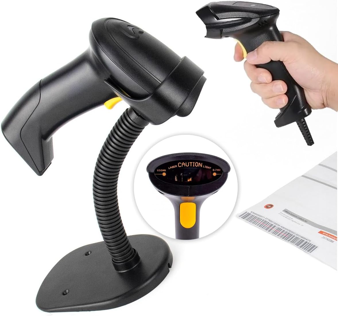 Leitor De Codigo De Barras E Boleto Laser Sem Fio Com Suporte Scanner ...